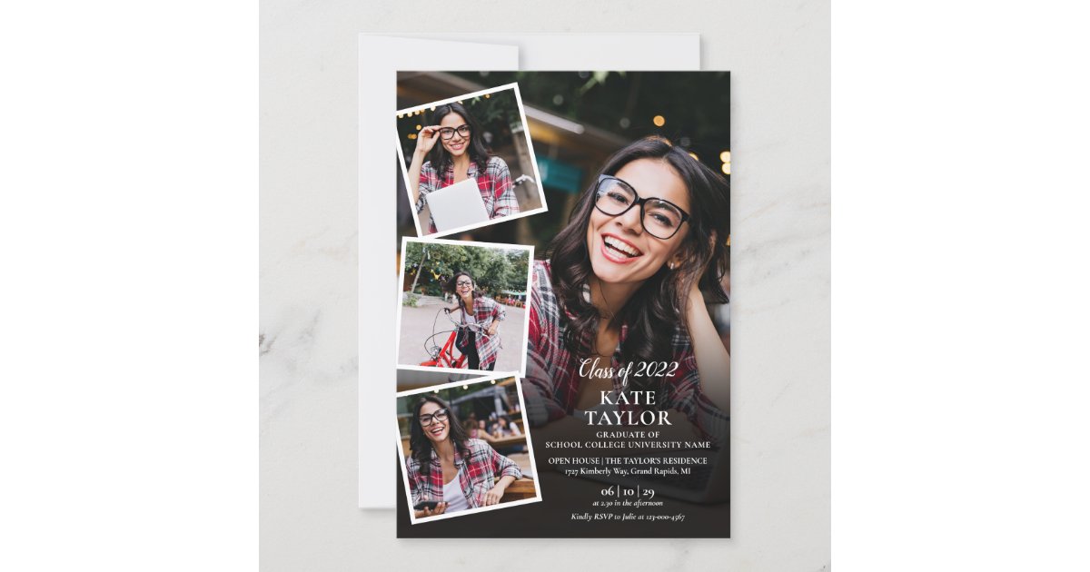 Photo Collage Modern Graduation Party Invitation | Zazzle