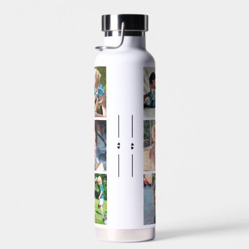 Photo collage monogram personalized modern water bottle | Zazzle