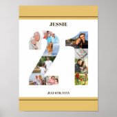 Photo Collage Number 21 Neutral 21st Birthday Poster | Zazzle