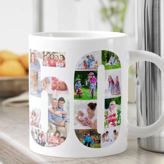 Photo Collage Number 50 - 50th Birthday Giant Coffee Mug | Zazzle
