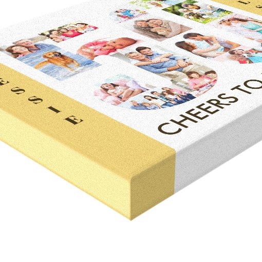 Photo Collage Number 50 Neutral 50th Birthday Canvas Print | Zazzle