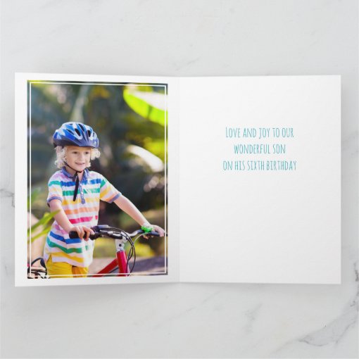 Photo Collage Number 6 Boy's 6th Birthday Card | Zazzle