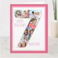 Photo Collage Number 7 Girl's 7th Birthday Card | Zazzle