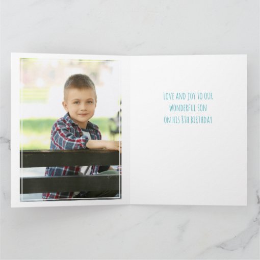 Photo Collage Number 8 Blue 8th Birthday Card | Zazzle