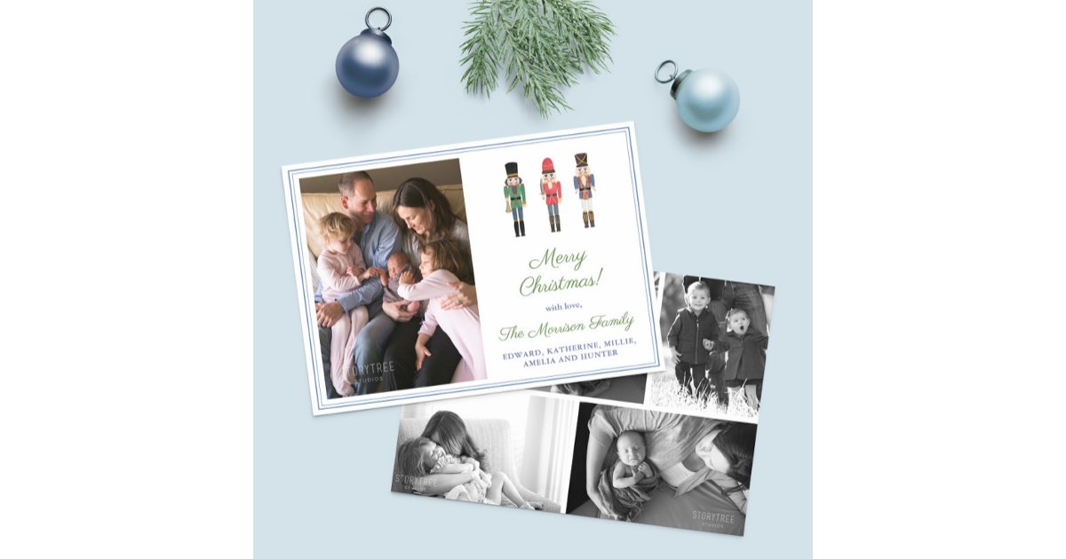 Photo Collage Nutcracker Merry Christmas Holiday Card | Zazzle