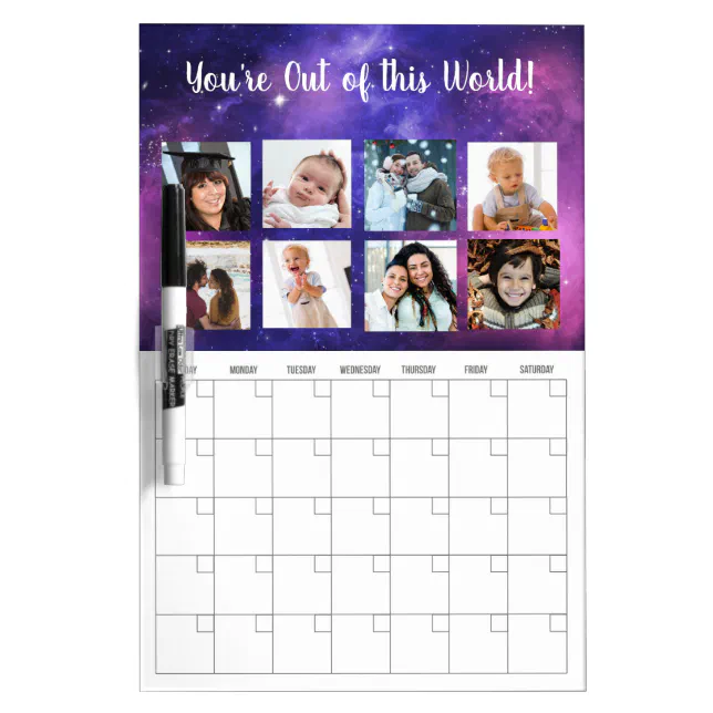 Photo Collage Outer Space Sky Dry Erase Calendar Board | Zazzle
