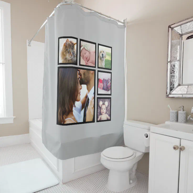 Photo Collage Personalized 6 Photo Template Shower Curtain | Zazzle