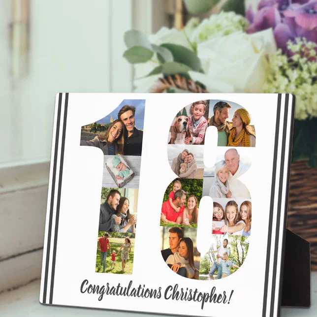 Photo Collage Personalized Number 18 Birthday Plaque | Zazzle