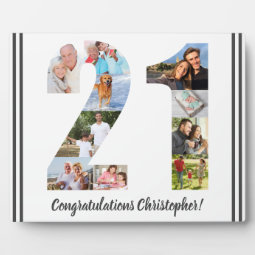 Photo Collage Personalized Number 21 Birthday Plaque | Zazzle