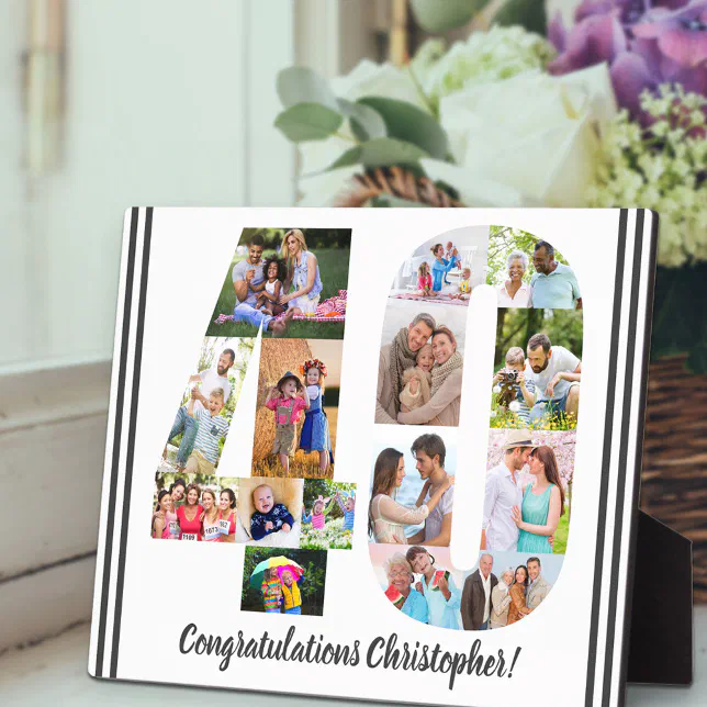 Photo Collage Personalized Number 40 Birthday Plaque | Zazzle
