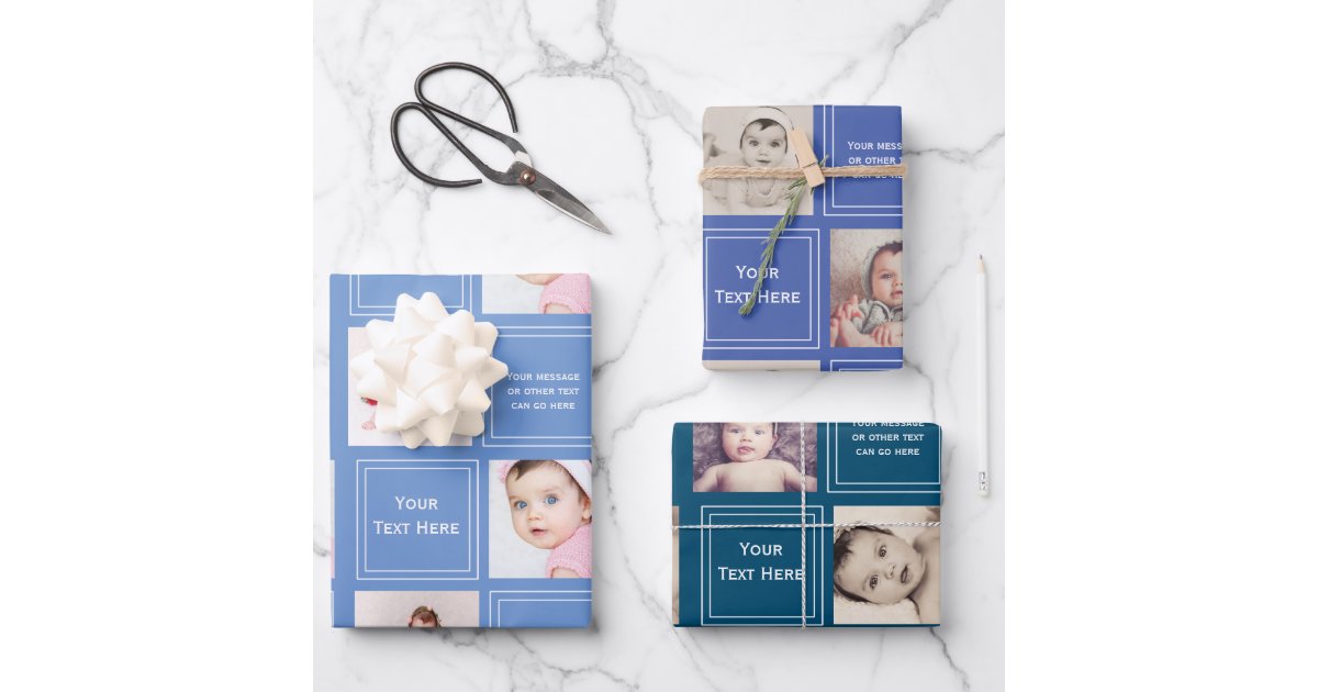 Photo Collage Personalized Template Wrapping Paper Sheets | Zazzle