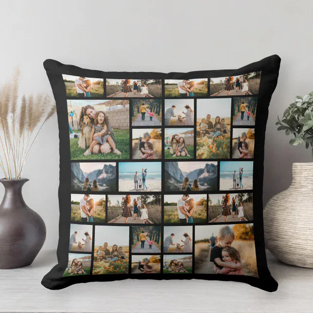 Photo Collage Personalized Throw Pillow | Zazzle