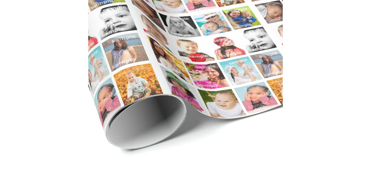 Photo Collage Personalized Wrapping Paper | Zazzle