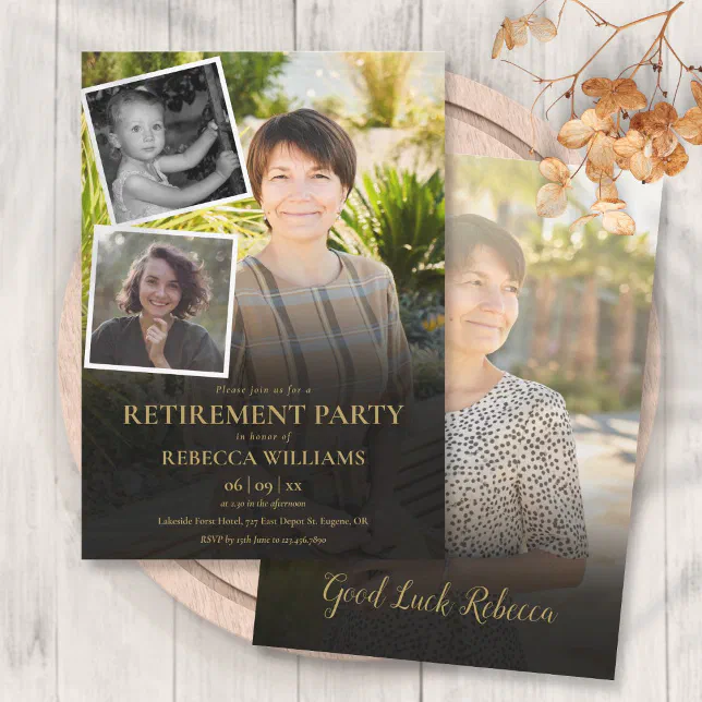 Photo Collage Retirement Party Invitation | Zazzle