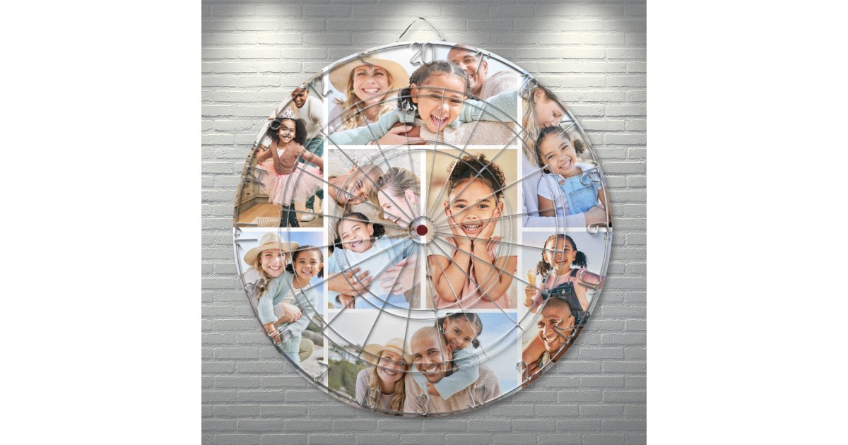 Photo Collage Simple Elegant Picture Dart Board | Zazzle
