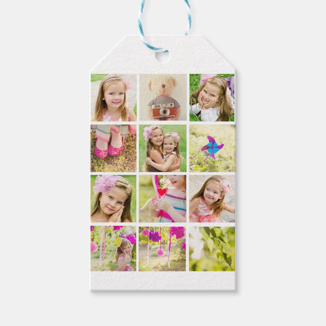 Photo Collage Template Personalized Gift Tags | Zazzle