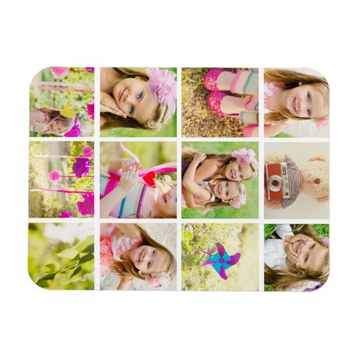 Photo Collage Template Personalized Magnet | Zazzle