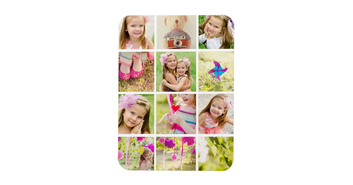 Photo Collage Template Personalized Magnet | Zazzle