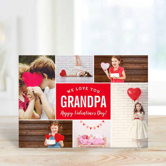Photo Collage Valentine's Day Card for Grandpa | Zazzle
