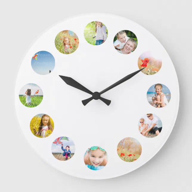 Photo Collage Wall Clock with Your Images | Zazzle