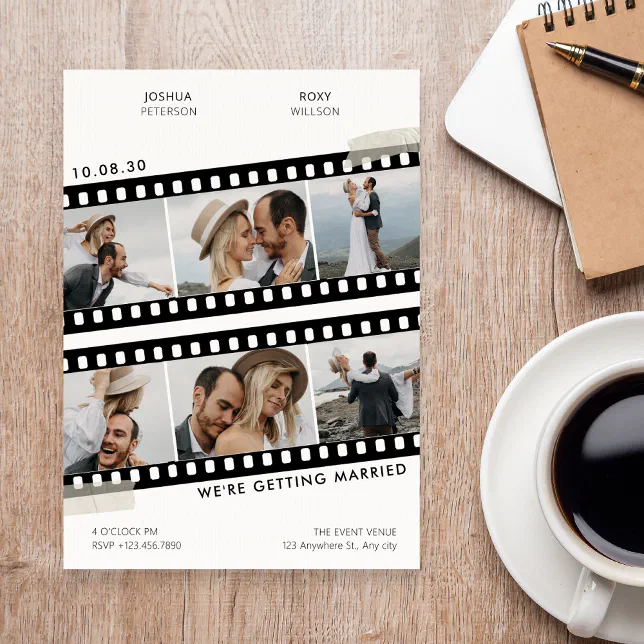 Photo collage wedding invitation | Zazzle