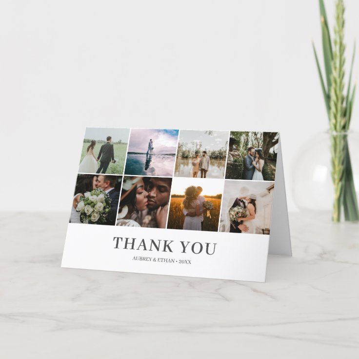 Photo Collage Wedding Thank You | Zazzle