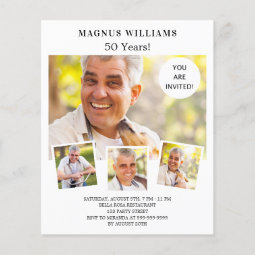 Photo collage white birthday invitation | Zazzle