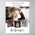 Photo collage white birthday party welcome poster | Zazzle