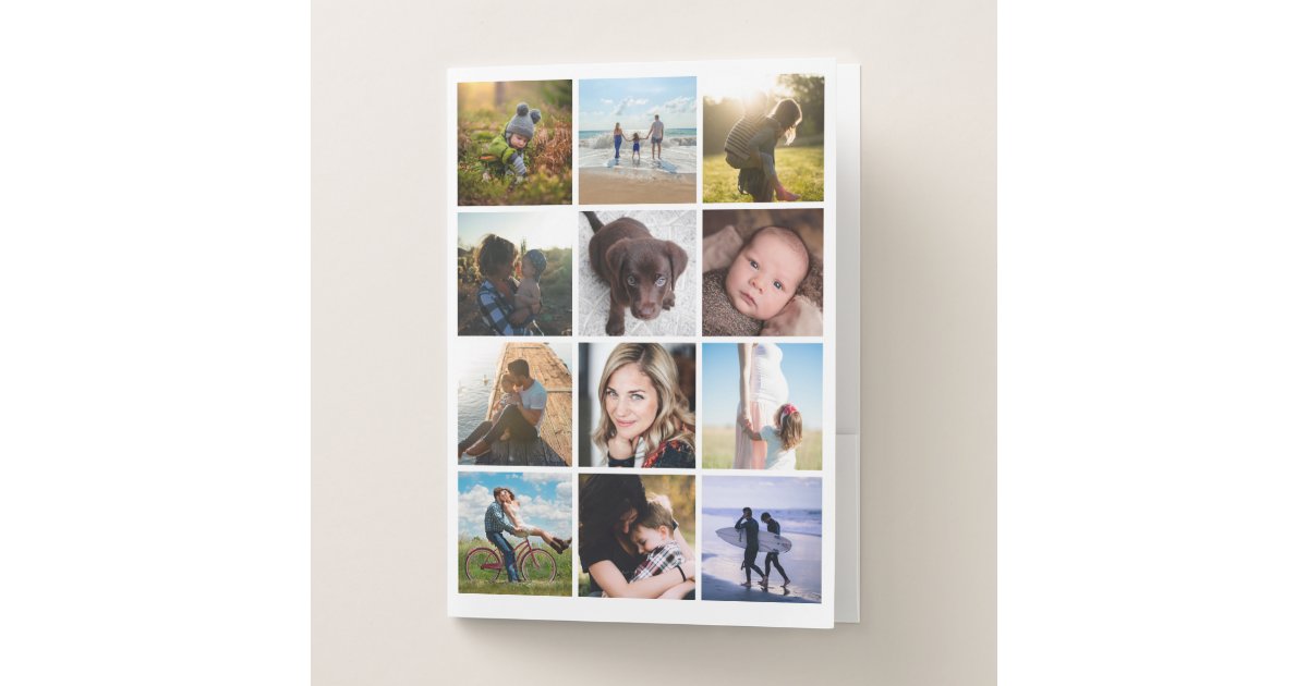 Photo Collage White Pocket Folder | Zazzle