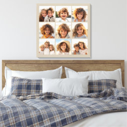 Photo Collage with 9 square photos - Taupe Canvas Print | Zazzle