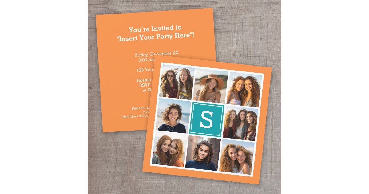Photo Collage with Birthday Party Invitation | Zazzle