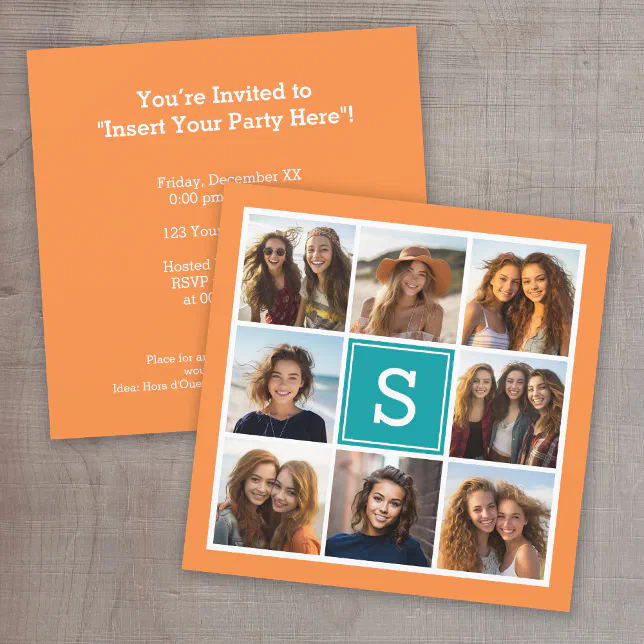 Photo Collage with Birthday Party Invitation | Zazzle