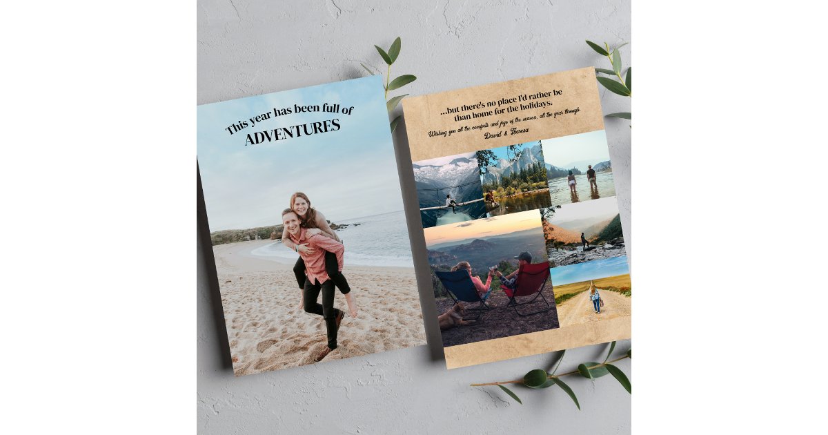 Photo Collage Year of Adventures Travel Holiday Card | Zazzle