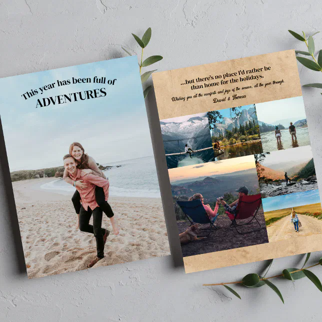 Photo Collage Year of Adventures Travel Holiday Card | Zazzle