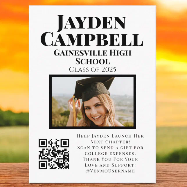 Photo College Fund QR Code Graduation Enclosure Card | Zazzle