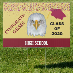 Photo Congrats Golden Burgundy Glitter Graduation Sign | Zazzle