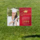 Photo Congrats Grad Red Gold Faux Metallic Sign | Zazzle