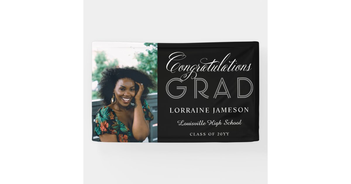 Photo Congratulations Calligraphy Graduation Banner | Zazzle