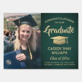 Photo Congratulations Green & Gold Graduation Yard Sign | Zazzle