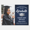 Photo Congratulations Navy Blue White Graduation Sign | Zazzle