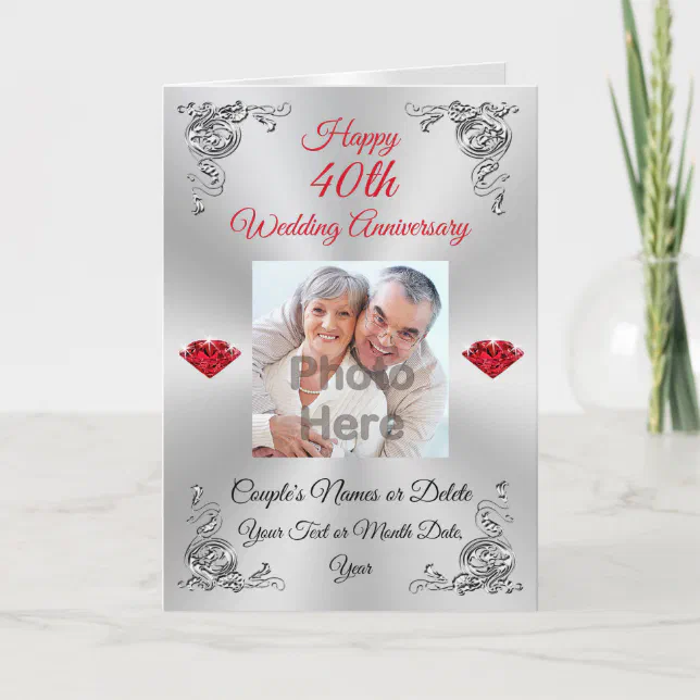 Photo Custom 40th Ruby Wedding Anniversary Cards | Zazzle