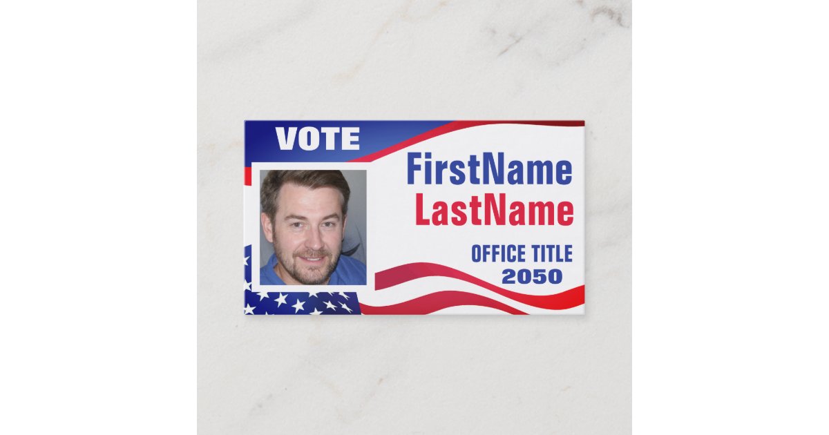 Photo Custom Campaign Template Business Card | Zazzle