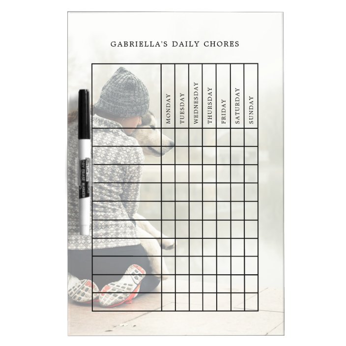 Photo Daily Chore Chart Dry Erase Board | Zazzle.com