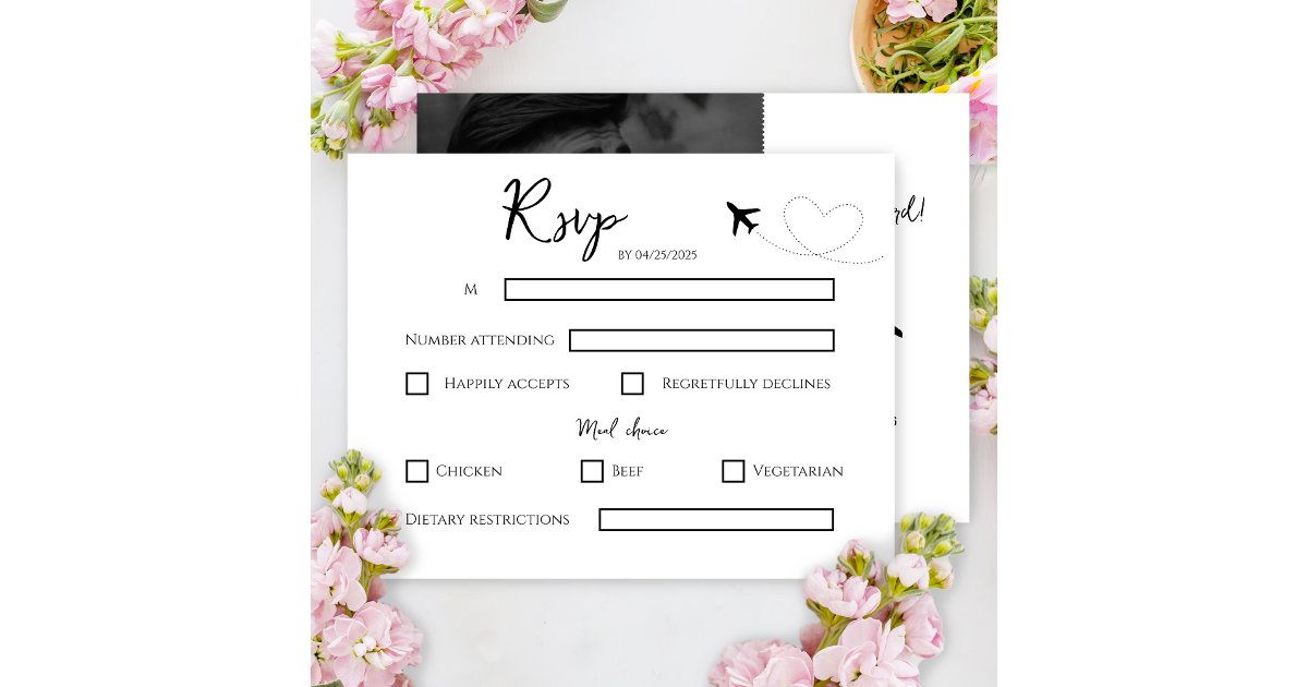 Photo Destination Boarding Pass Wedding RSVP Card | Zazzle