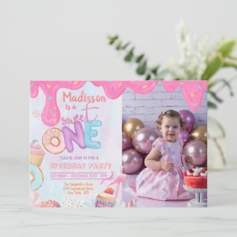 Photo Donut Sweet One Invitation | Zazzle