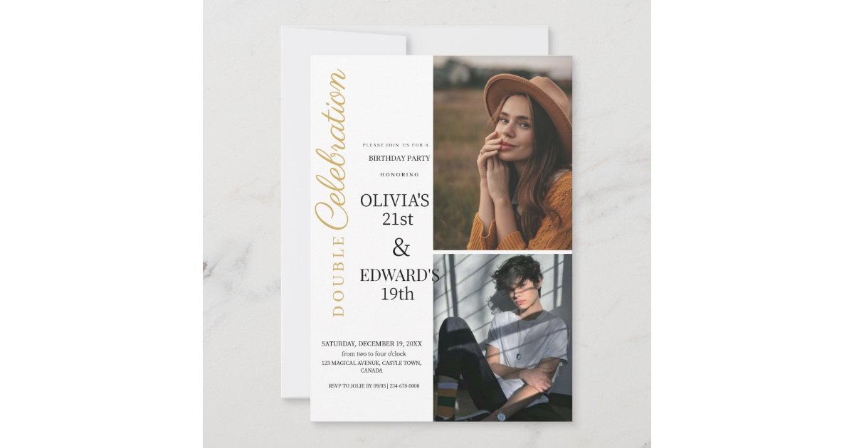 Photo Double Celebration Birthday Party Invitation | Zazzle
