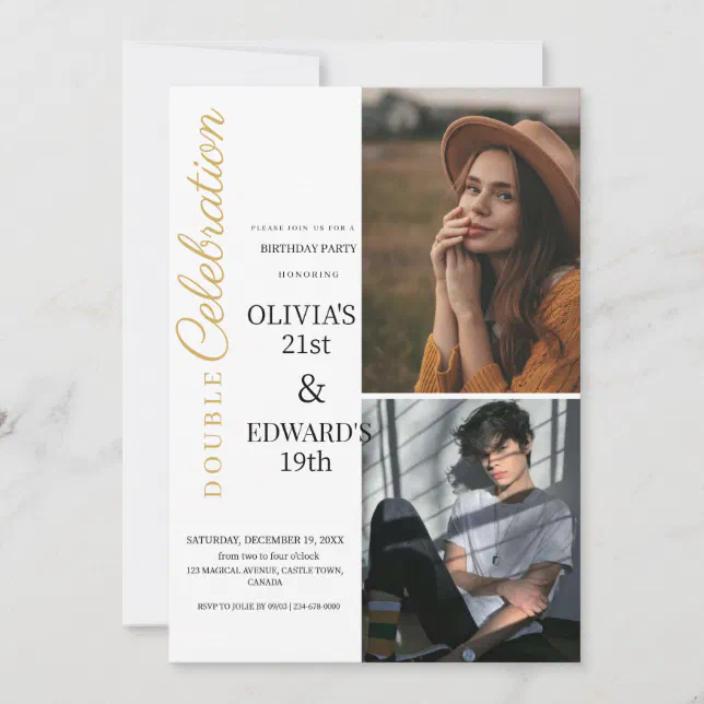 Photo Double Celebration Birthday Party Invitation | Zazzle