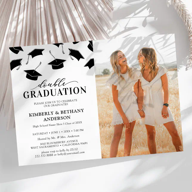 Photo Double Graduation Party Invitations | Zazzle