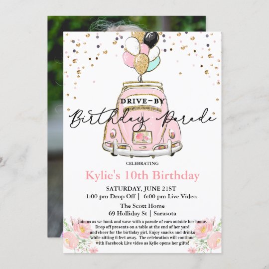 PHOTO - Drive By Birthday Party Invitation | Zazzle.com
