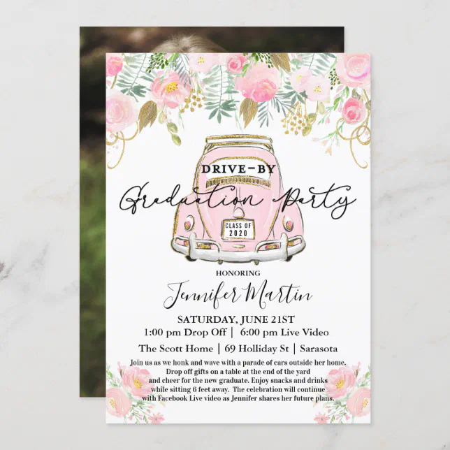 PHOTO - Drive By Graduation Party Virtual Invitation | Zazzle